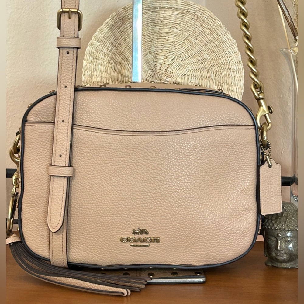Coach Crystal Rivet Pebble Leather Camera Bag Crossbo… - Gem